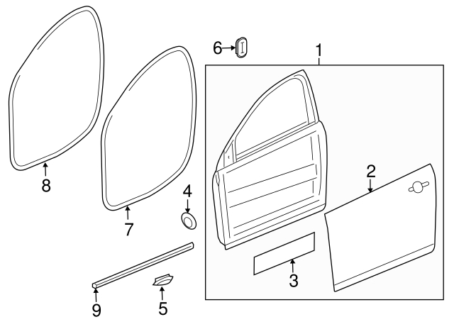 13347305 - Passenger Side Front and Side Door Lower Weatherstrip 2012 ...