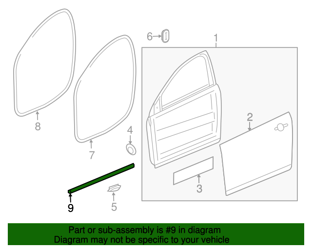 2012-2017 Buick Verano Passenger Side Front and Side Door Lower ...