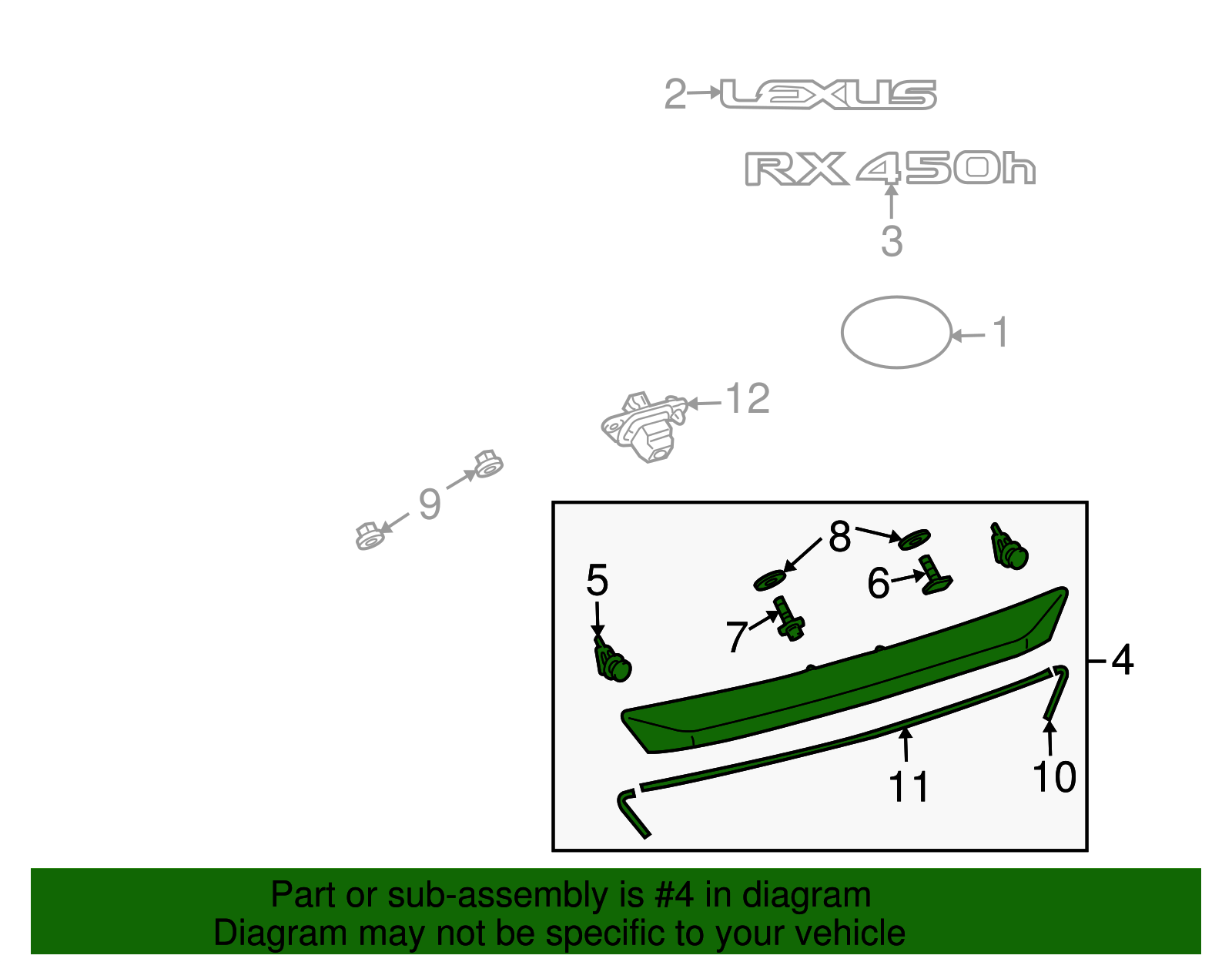 76801-0E050 - Lift Gate Trim For 2010-2012 Lexus | Lexus OE Parts