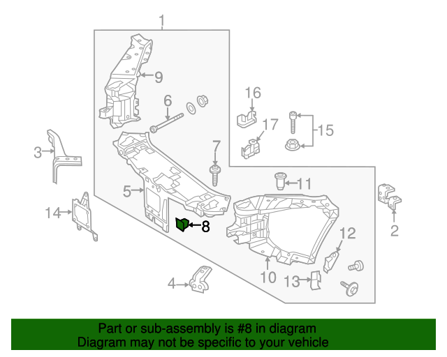222-889-02-14 - Upper Tie Bar Bracket 2014-2020 Mercedes-Benz ...