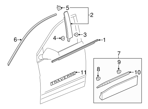 Exterior Trim - Front Door for 2020 Chevrolet Traverse | GMPartsDirect.com