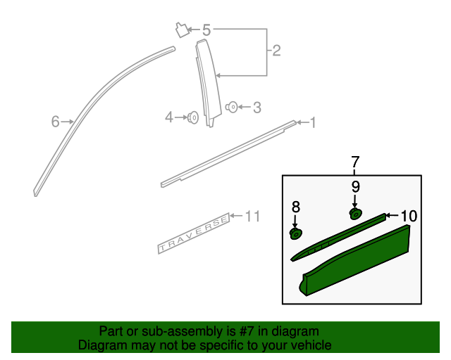 2018-2020 Chevrolet Traverse Lower Molding - Driver's Side (LH ...