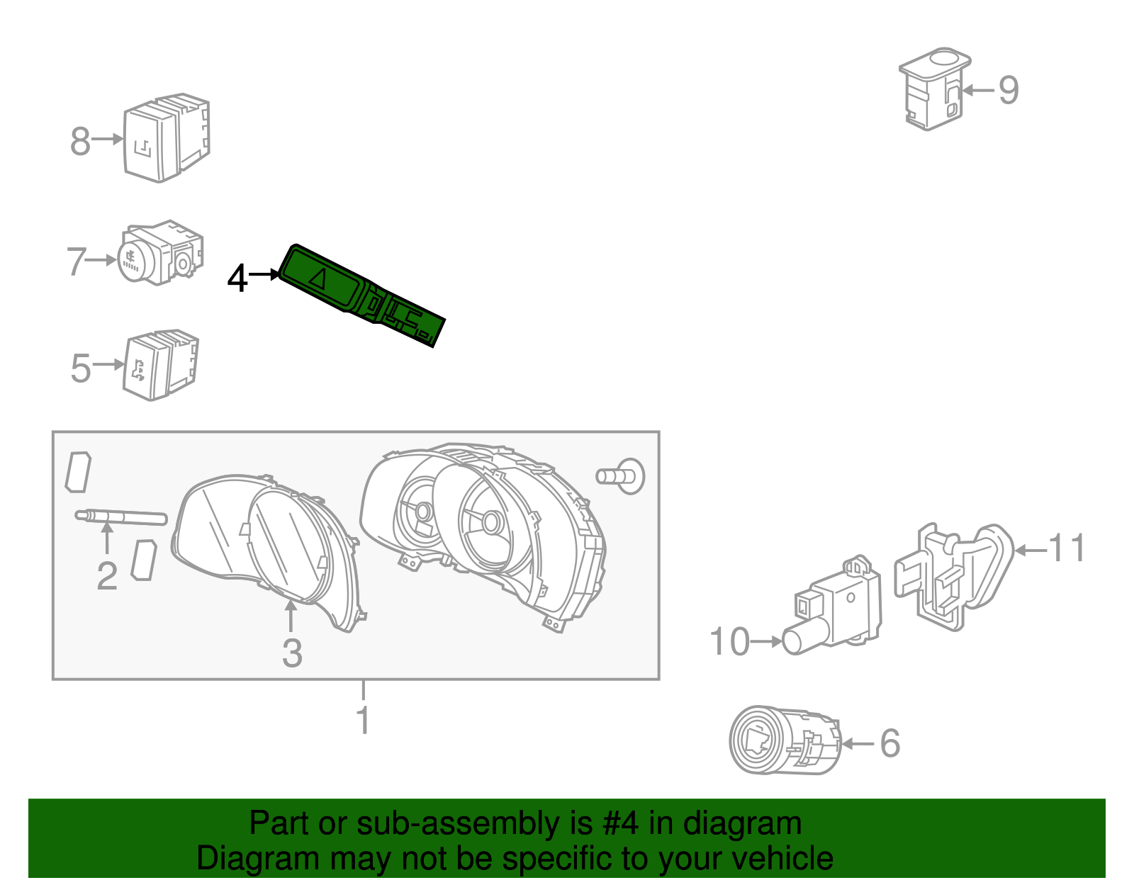 35510-T5R-A01 - Hazard Switch 2015-2018 Honda | Honda Parts Online