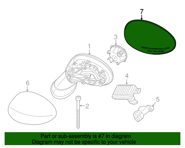 2014-2024 Mini Mirror Glass 51-16-7-366-043 | Mini Parts Direct