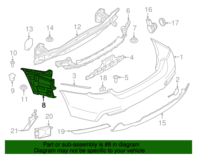 2014-2020 BMW Guide for bumper, side, left 51-12-7-428-731 ...