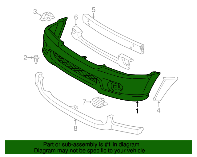 52119-0C900 - Cover Front Bumper W - 2001-2004 Toyota Sequoia | OEM ...