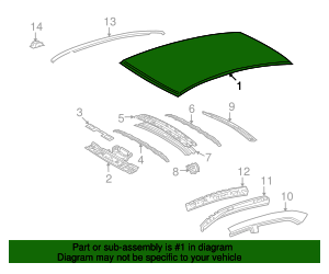 2011-2013 Toyota Corolla Roof Panel 63111-02360 | Family Toyota of Burleson
