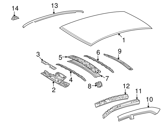 OEM 2009-2013 Toyota Corolla Roof Panel Part # 63111-02310 | Modern ...