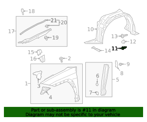 90467-05170 - Wheel Opening Molding Lower Clip For 2014-2025 Lexus ...