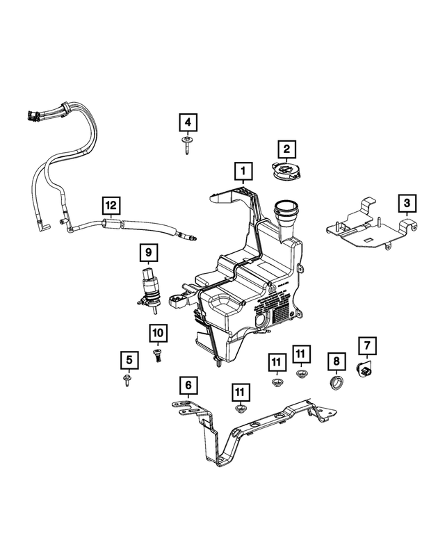 2022-2024 Jeep Wrangler Windshield Washer Reservoir 68520182AA | Mopar ...