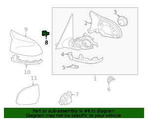 61139313124 - 2016-2022 BMW Mirror Base Retainer (61-13-9-313-124 ...