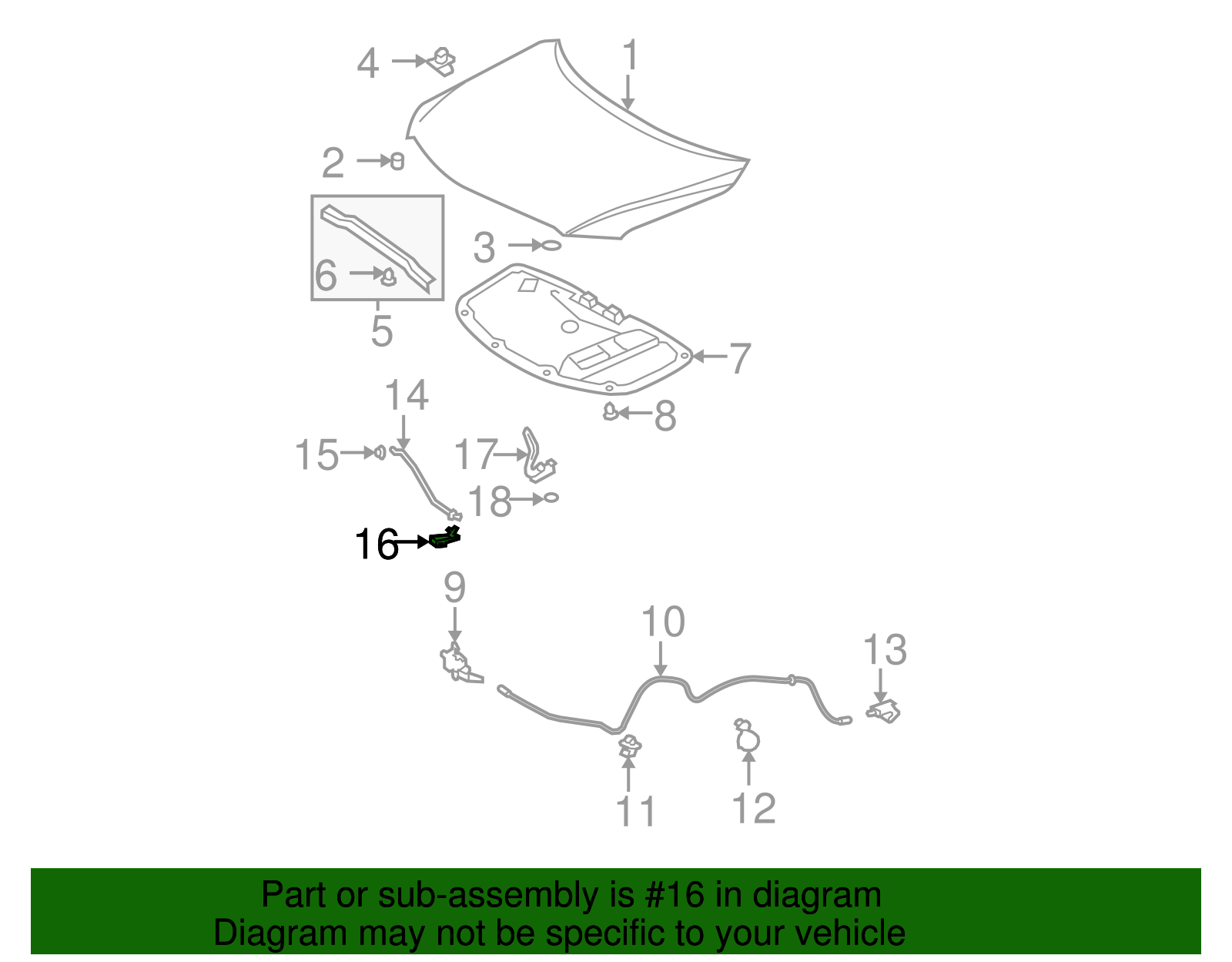 53452-02090 - Hood Prop Rod Retainer 2009-2013 Toyota Corolla | Longo ...