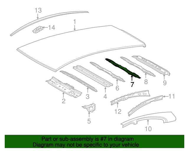 2012-2019 Toyota Prius C Roof Panel Reinforcement 63145-52060 | Toyota ...