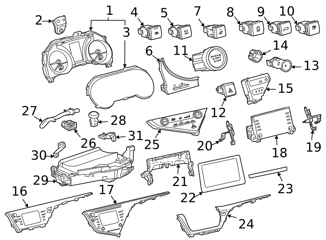 OEM 2021-2024 Toyota Camry Cluster Bezel Part # 55421-06030 | Modern ...