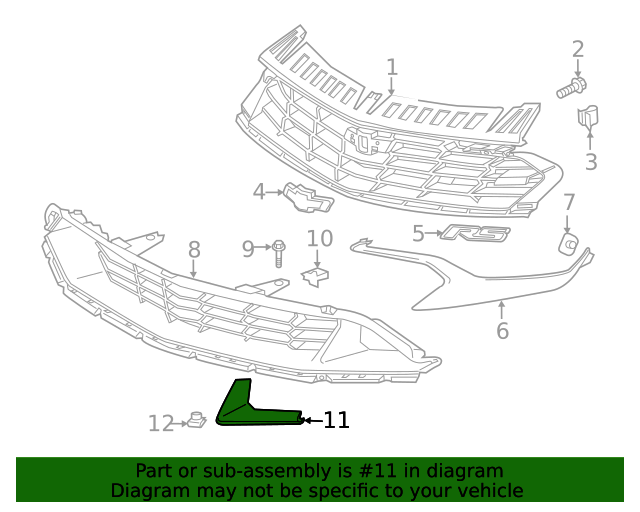 2019-2023 Chevrolet Camaro Passenger Side Bumper Grille Insert 84112292 ...