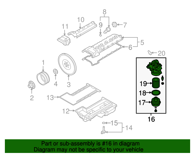 11-42-7-837-710 - Engine Oil Filter Housing 2006-2010 BMW ...