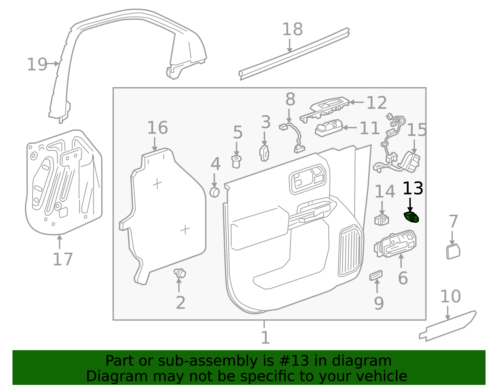 2019-2025 GM Jet Black Driver Side Door Lock Switch (Replaces 23387536 ...