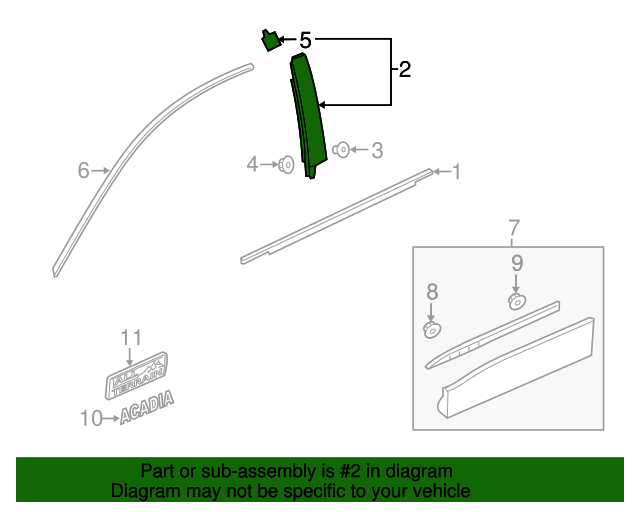 84513570 - Front Passenger Side Door Window Frame Rear Applique 2017 ...