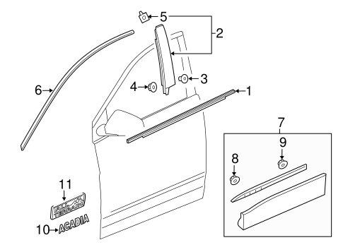 Exterior Trim - Front Door for 2019 GMC Acadia | GMPartsDirect.com