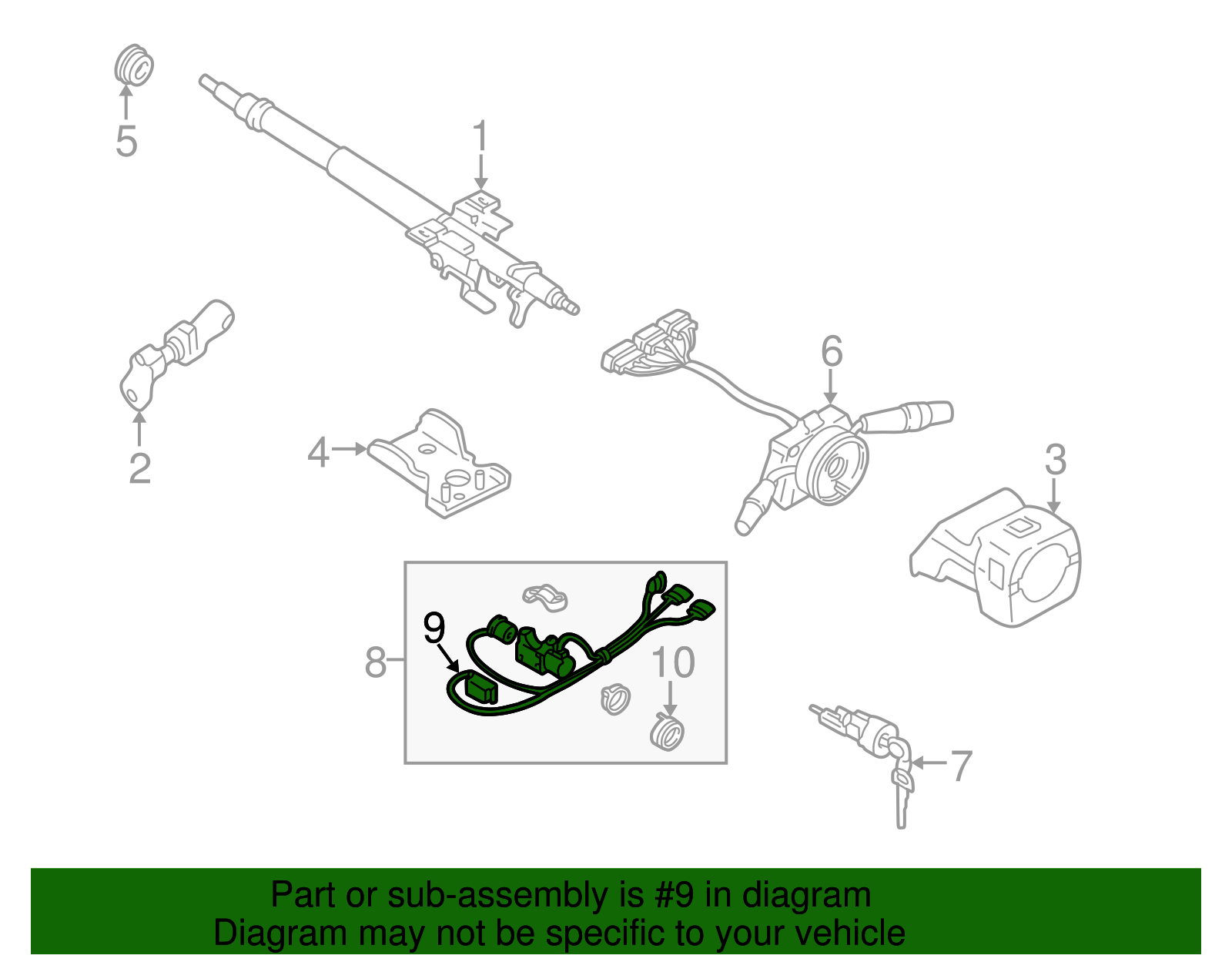 1990-1999 Subaru Ignition Switch 83131GA060 | Subaru Parts Store