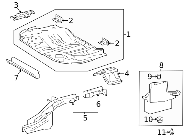 2019-2021 Toyota Corolla Floor Pan Splash Shield 58398-12080 | Toyota ...