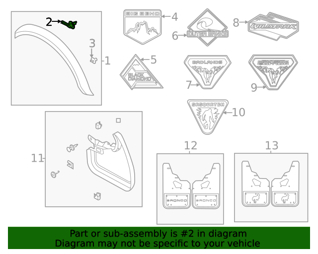 2021 Ford Bronco Wheel Opening Molding Retainer -W721136-S300 | OEM ...