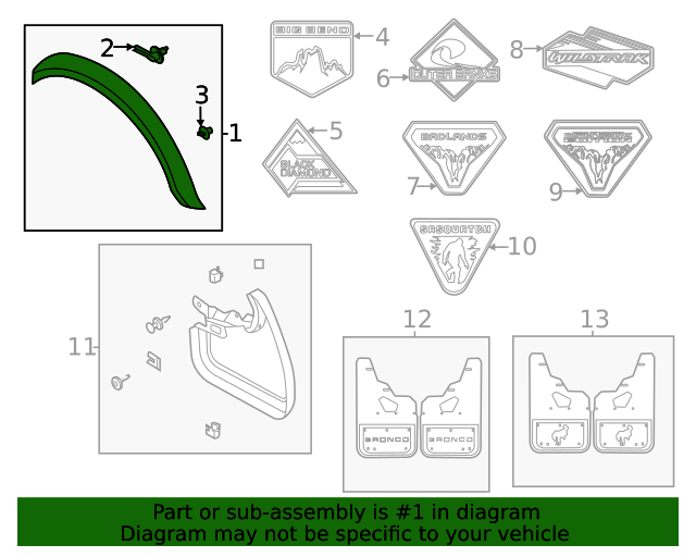2021 Ford Bronco Flare M2DZ-16038-BPTM | OEM Parts Online