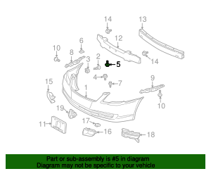 2005-2010 Toyota Bumper Cover Bolt 90168-A0001 | Toyota Parts Center