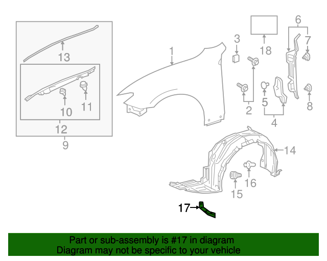Lexus OEM Fender Liner Extension Part# 53851-53040 | OEM Vehicle Parts