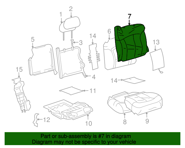 2004 GM Medium Dark Pewter Passenger Seat Back Cushion Cover 88979753 ...