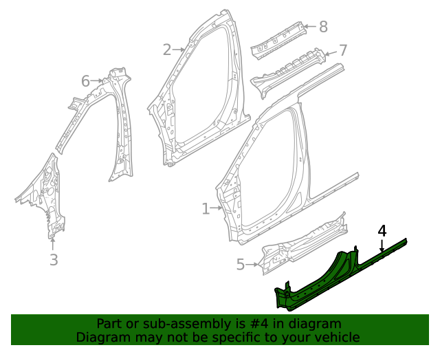 2022-2024 Kia Carnival Outer Rocker Panel 71322-R0D00 | TascaParts.com