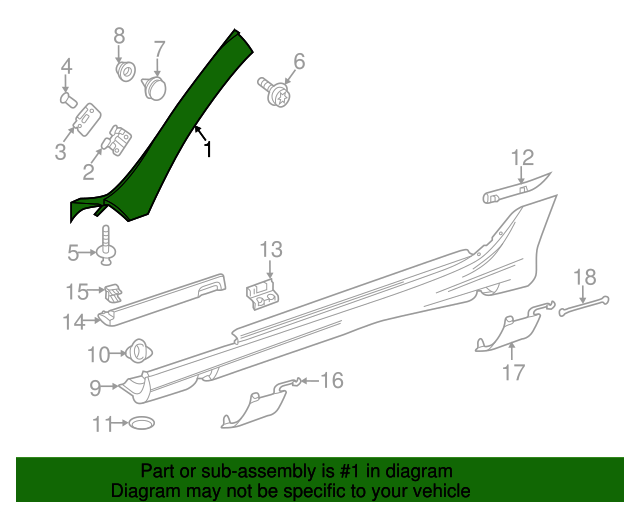 2012-2020 Mercedes-Benz Pillar Trim 172-690-03-87-9999 | Buy Mercedes ...