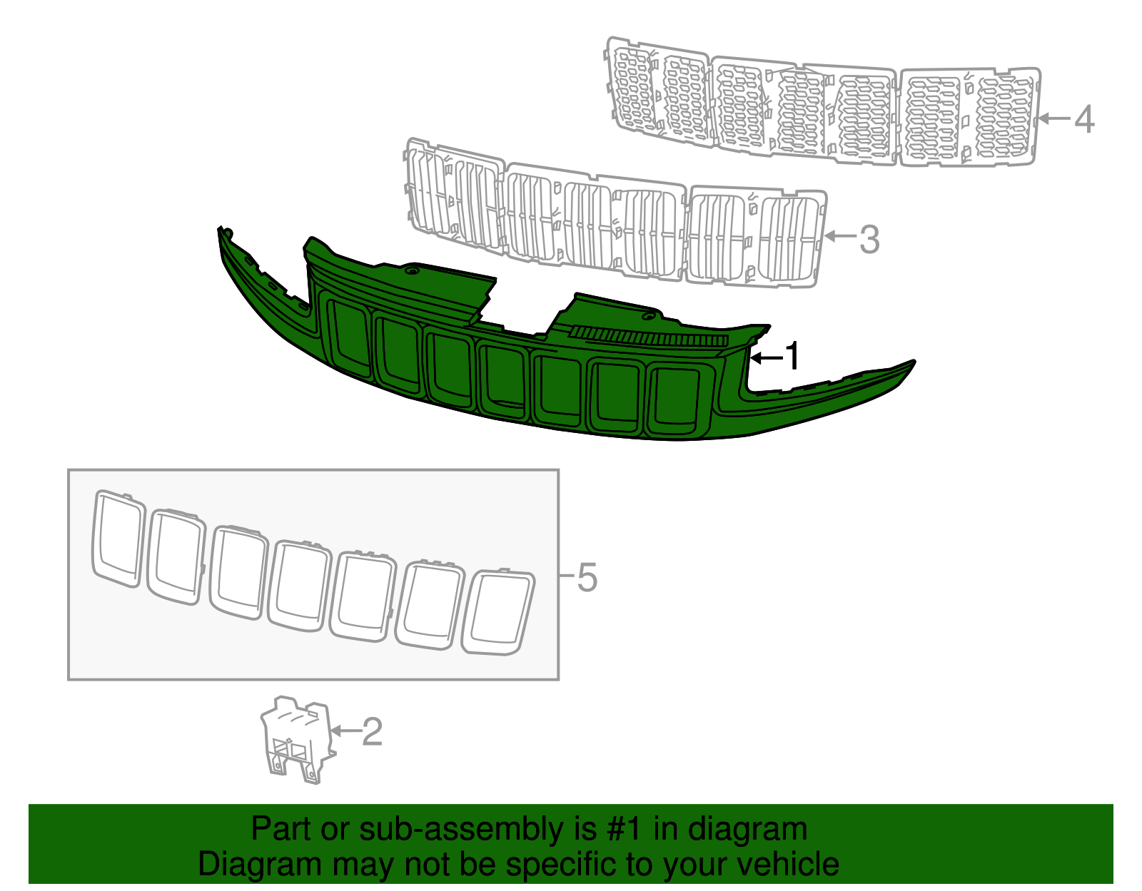 2014-2016 Jeep Grand Cherokee Grille 5RM46TZZAA | Mopar Parts Canada