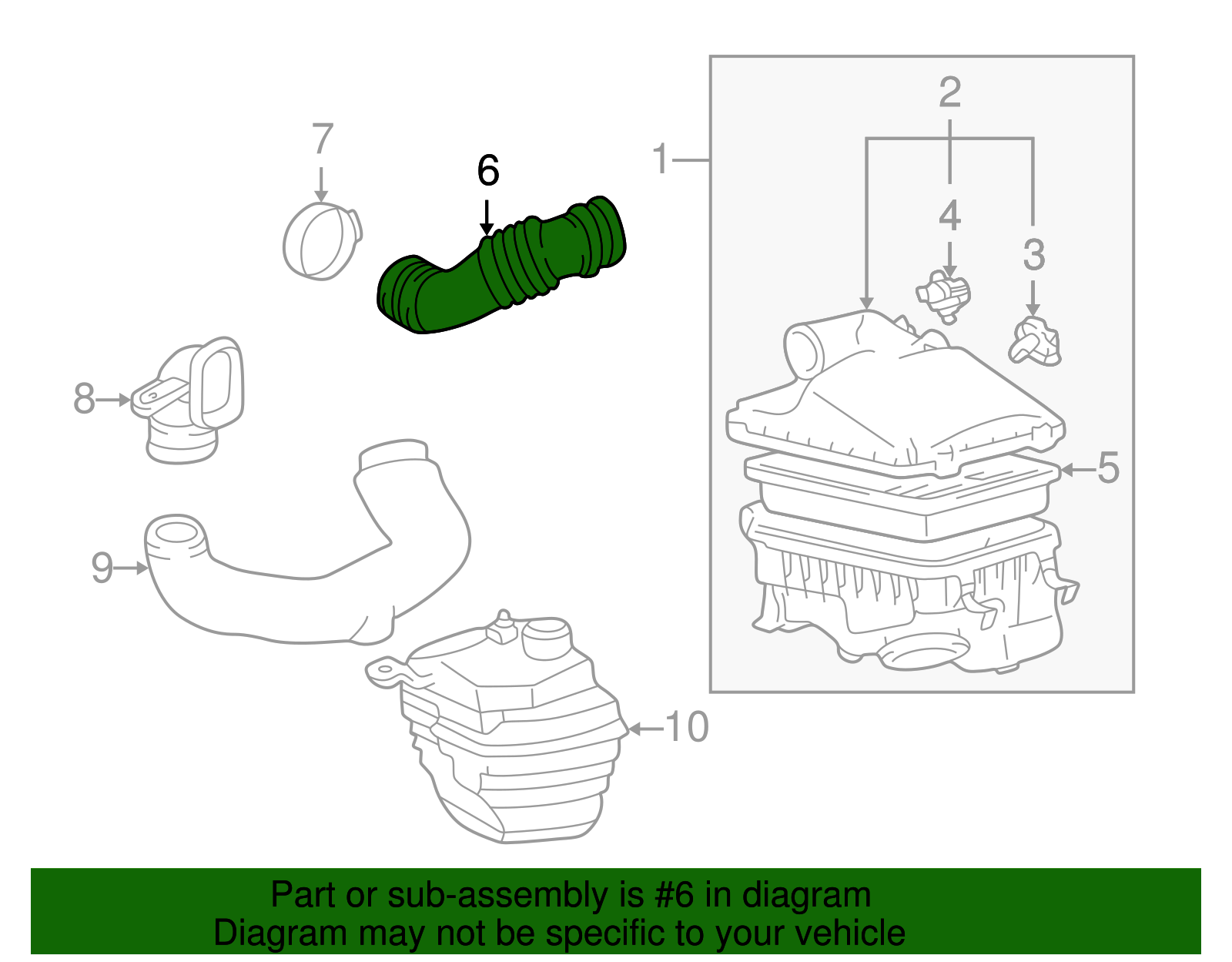 Genuine Toyota Inlet Hose part# 17881-0D010 for 1998-2002 Toyota ...