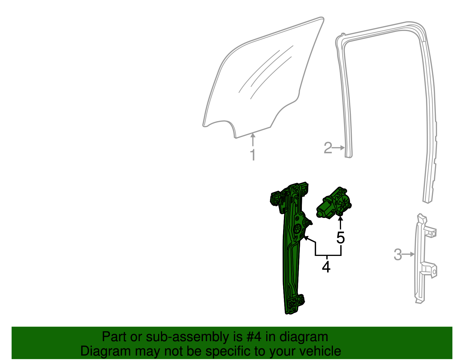 84043806 - Rear Driver Side Power Window Regulator and Motor Assembly ...