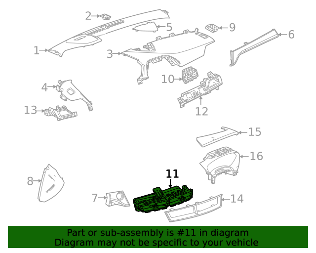 2020-2024 Cadillac Black Instrument Panel Center Air Outlet 84732086 GM ...