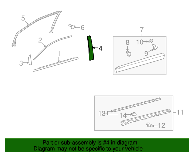 2010-2015 Lexus Door Reveal Molding 75755-0E020 | AutoNationParts.com