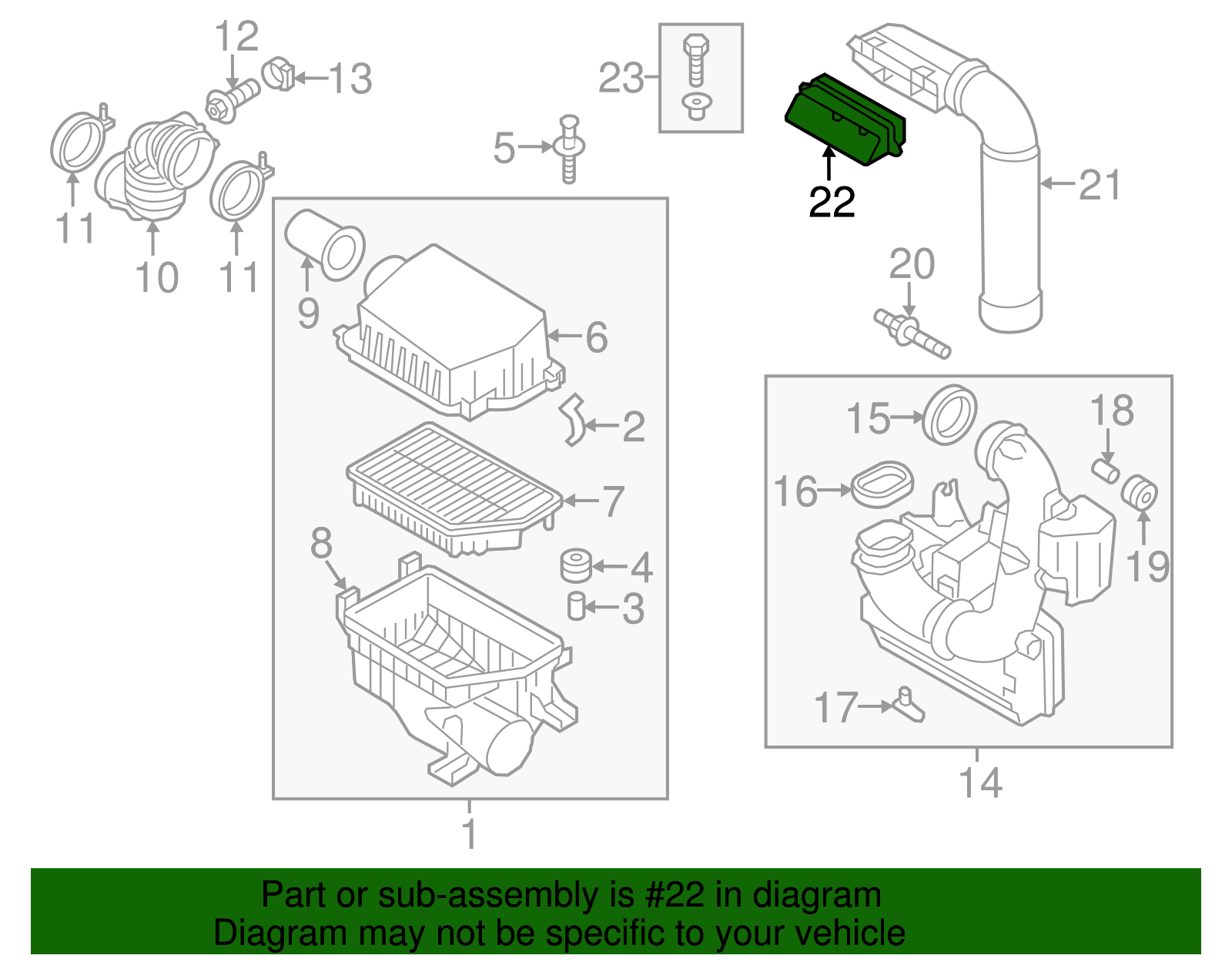 2011-2013 Hyundai Intake Duct 28213-3X000 | Hyundai Wholesale Direct