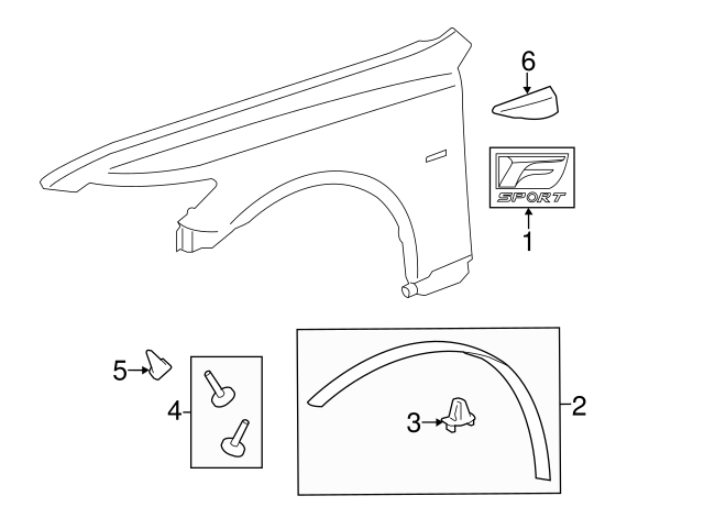 75602-50080-B1 - Fender Molding 2013-2017 Lexus | AutoNationParts.com