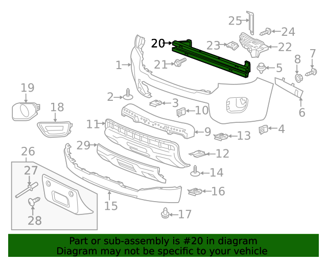 2015-2022 GM Front Bumper Impact Bar 84177601 GM | GMPartsDirect.com