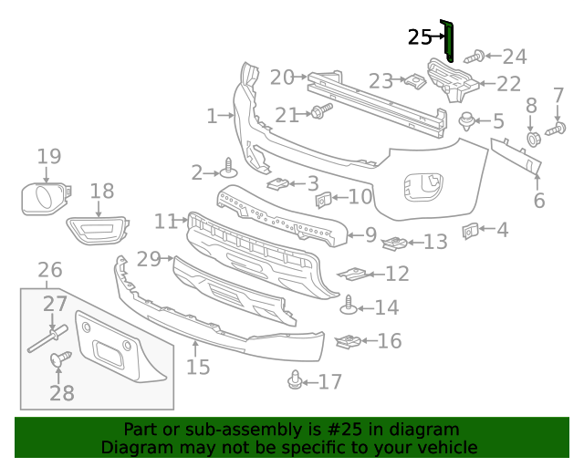 2015-2022 GM Front Bumper Fascia Lower Stiffener Bracket 22891631 ...