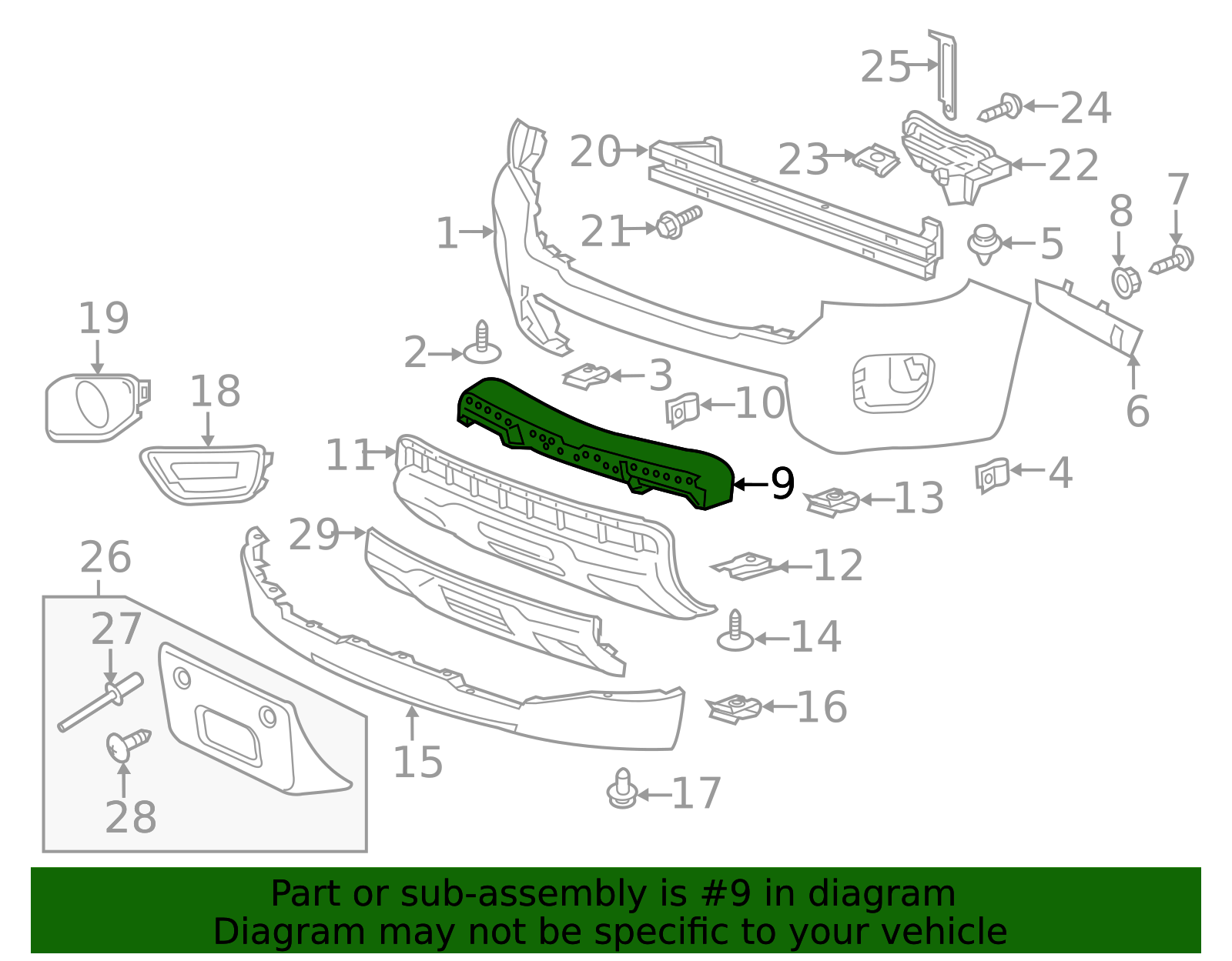 22891736 - Front Lower Bumper Fascia Energy Absorber 2015-2020 GMC ...