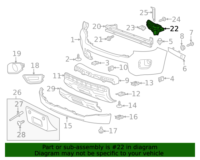 Genuine GM Front Bumper Filler 23450922 - Group1AutoParts.com | Group 1 ...