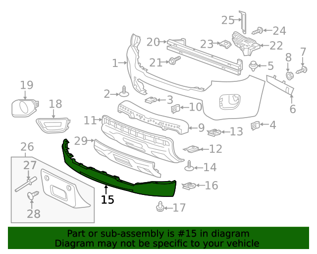 2015-2020 GM Front Bumper Fascia Air Deflector 23450920 GM ...
