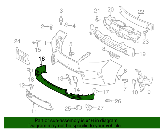 2013-2015 Lexus RX350 Spoiler 52411-0E010 | OEM Parts Online