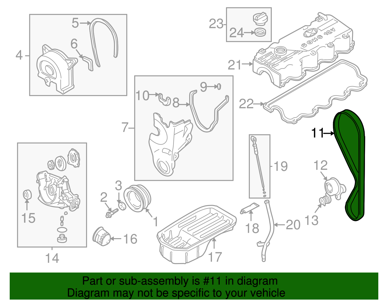 2000-2002 Hyundai Accent Timing Belt 24312-22613 | HyundaiParts.Online
