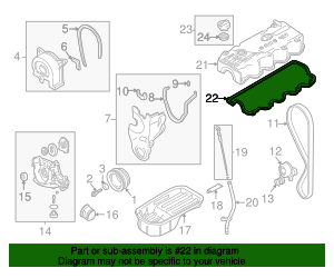 Genuine Valve Cover Gasket for 1994-2002 Hyundai | Part# 22441-22012 ...
