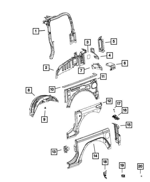 2020-2024 Jeep Wrangler Quarter Inner Baffle, Left 68296722AA | Mopar ...