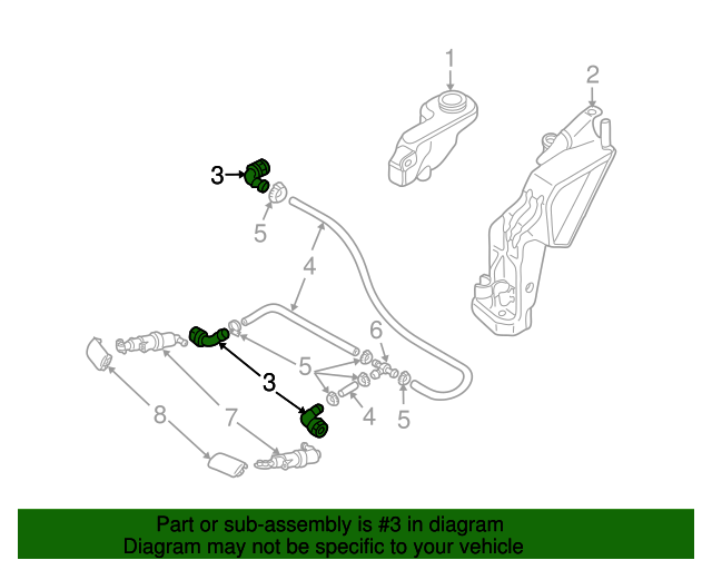 2007-2009 Audi Headlight Washer Hose Connector 8E0-955-667-E | Audi Part CA