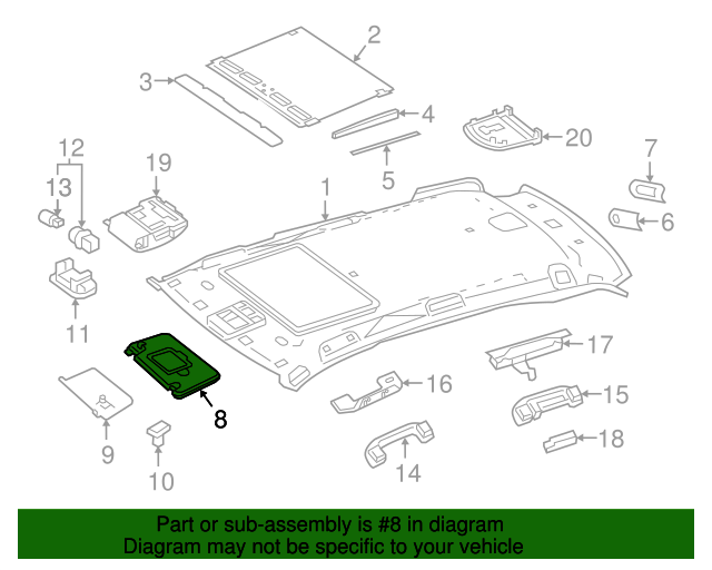 2016-2019 Mercedes-Benz Sun-Visor 166-810-96-00-9H93 | MB OEM Parts